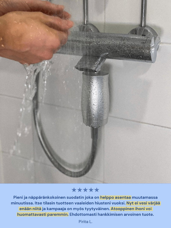 Aqualux Suihkusuodatin | Heitä hyvästit vaurioituneille hiuksille & kuivalle iholle